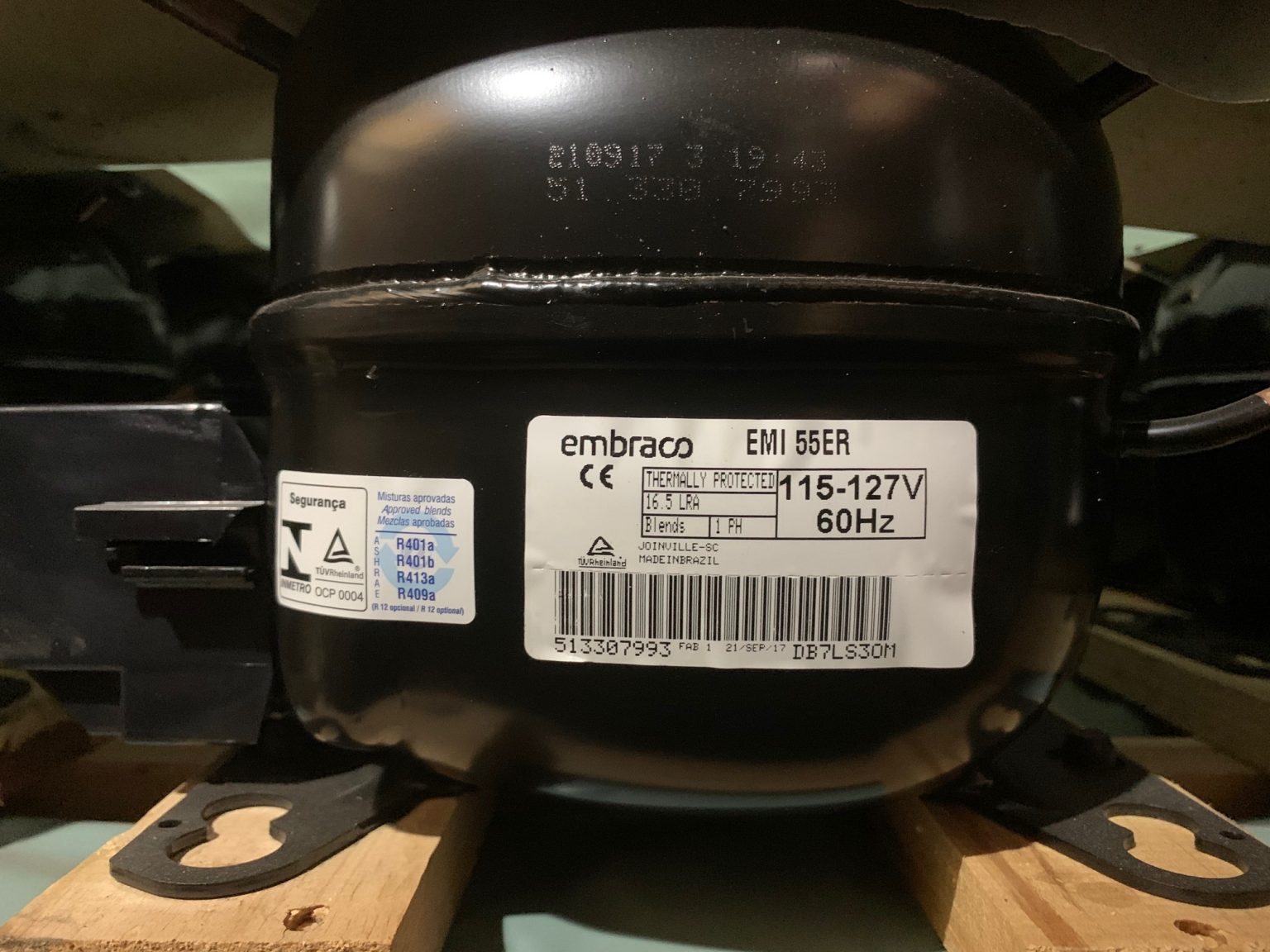 Compressor 1/6HP R12 EMBRACO Mod. EMI 55ER – JP Refrigeration, Inc